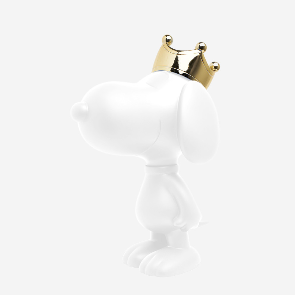 Snoopy Crown Peanuts Sculpture 95 cm Glossy White & Chromed Gold