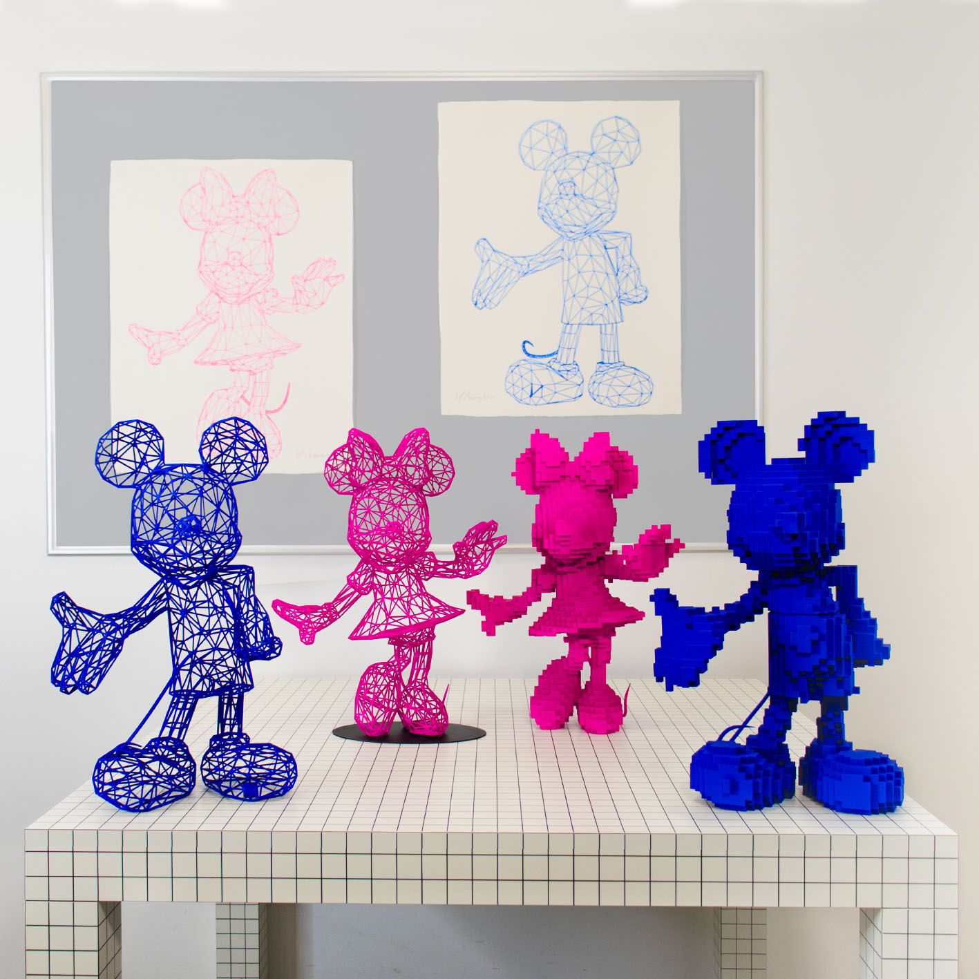 Mickey Wire sculpture by Miguel Chevalier 50 cm