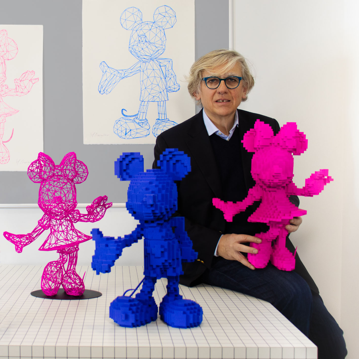 Mickey Wire sculpture by Miguel Chevalier 50 cm